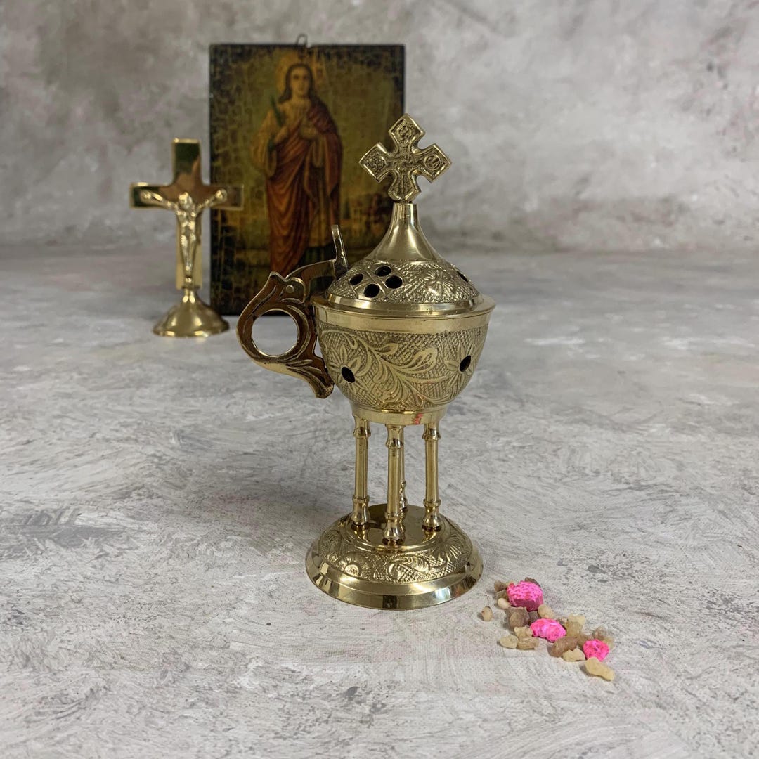 Household Censer – Ornate Brass Incense Burner for Spiritual ...