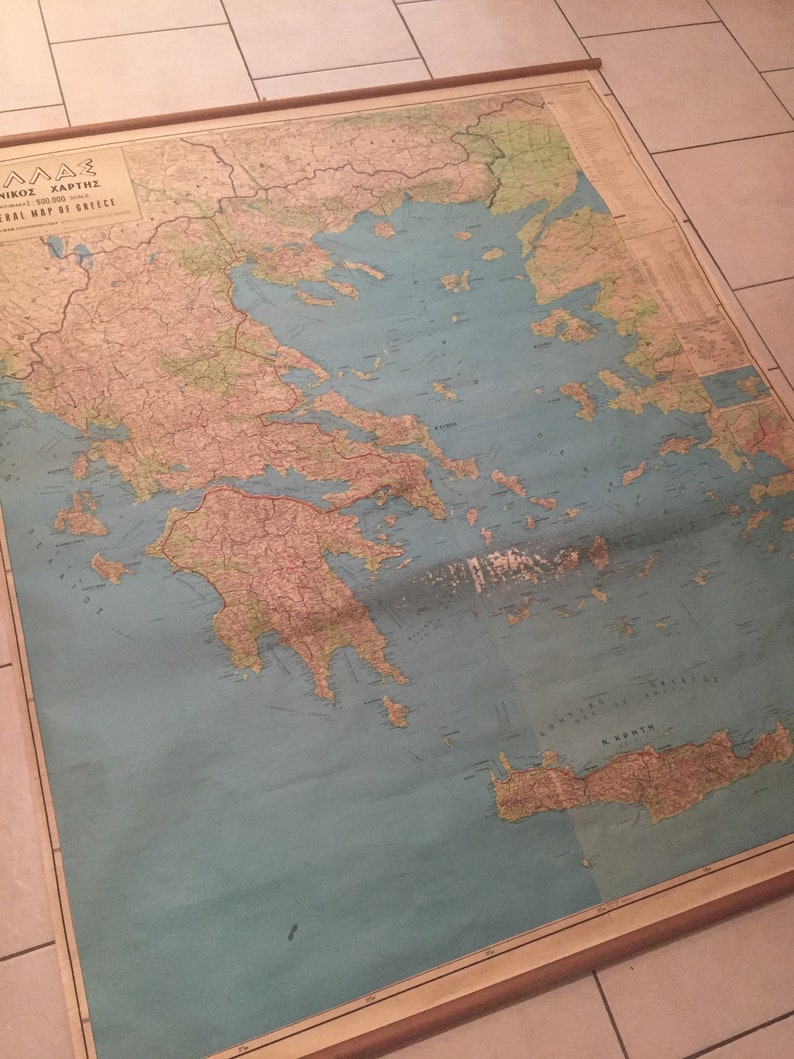 Vintage Map of Greece Rare Geography Schoo Map Old Chart - Etsy