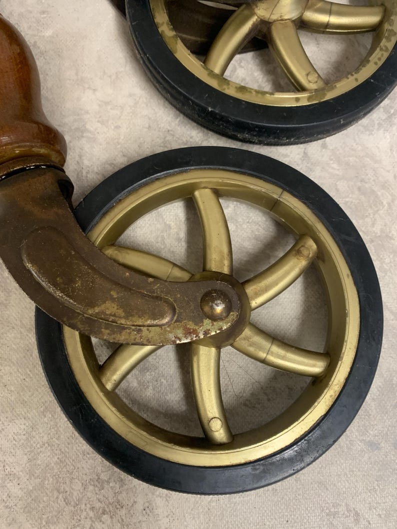 Vintage Brass Caster Wheels - 1960s Set of 4 - Antique Hardware - Etsy