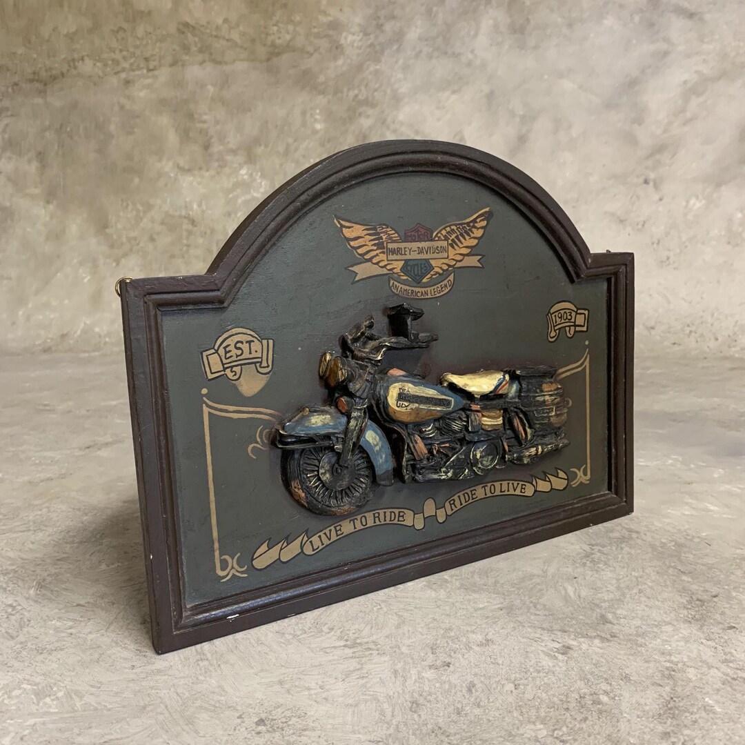 Vintage Wooden Harley Davidson Pub Bar Sign , Hand-painted 3D Retro ...