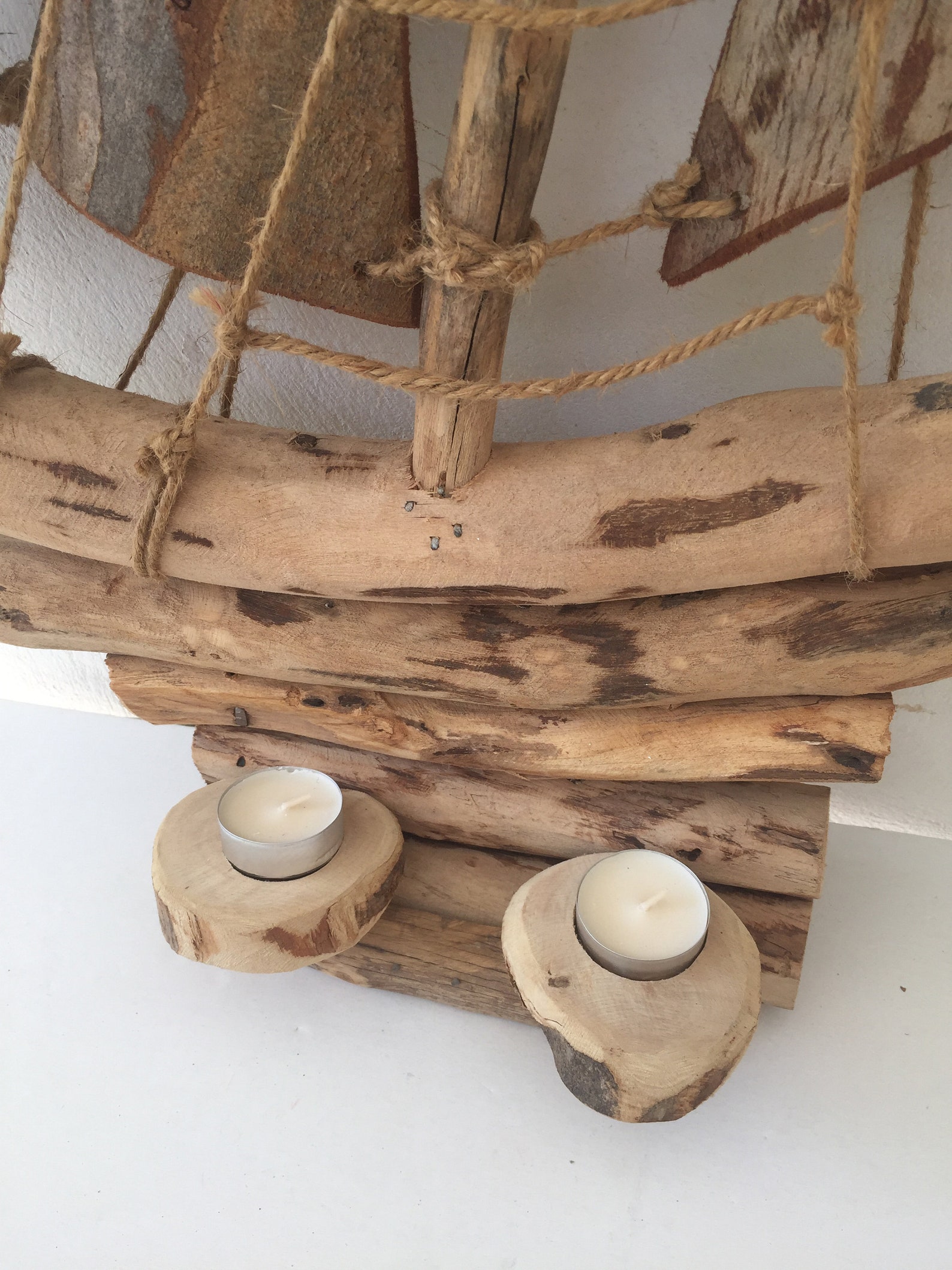 Wooden Boat Sculpture With Trees Trunks and Trees Barks Greek | Etsy