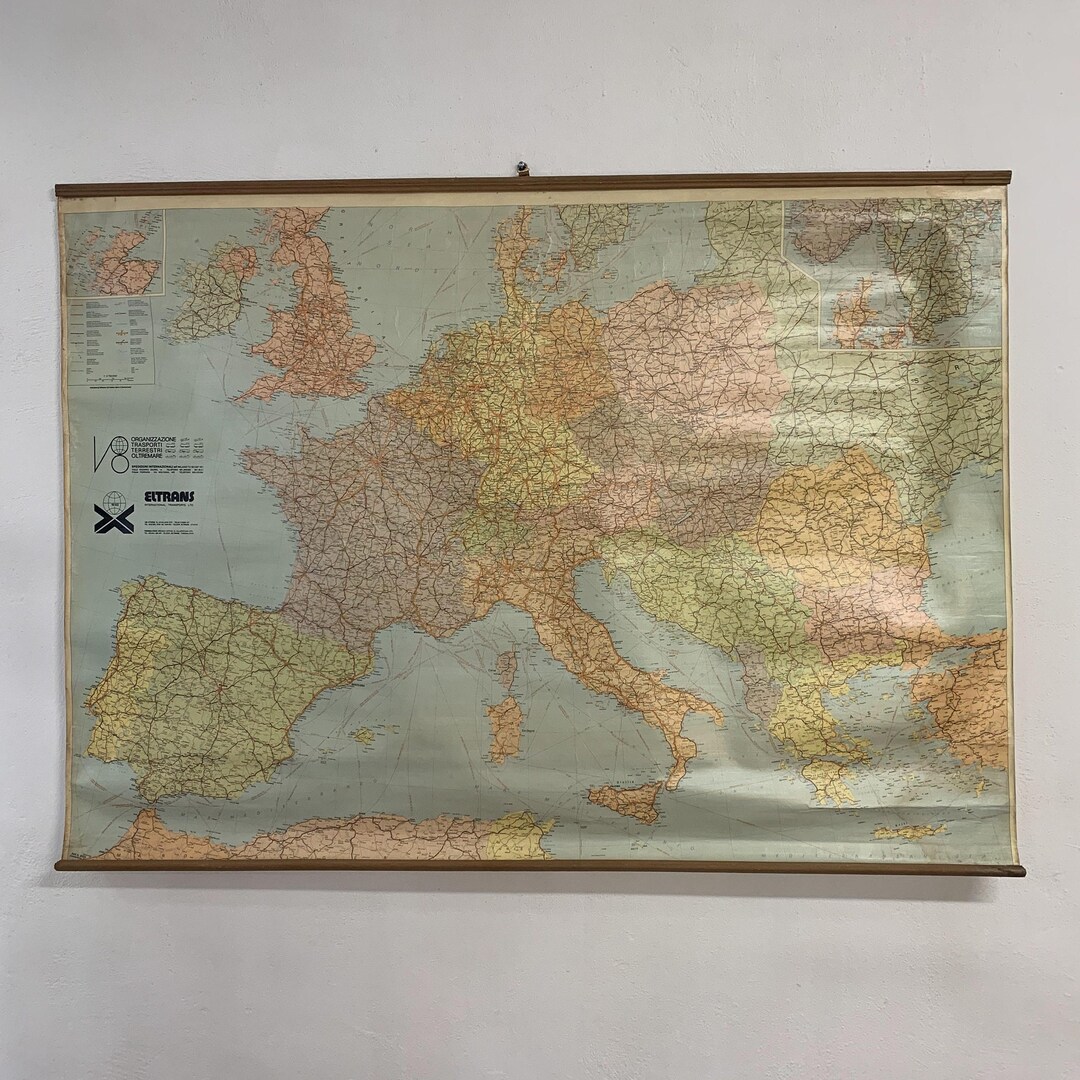 Vintage Europe Chart Map, 1963 Swiss Cold War Print for Home Decor ...