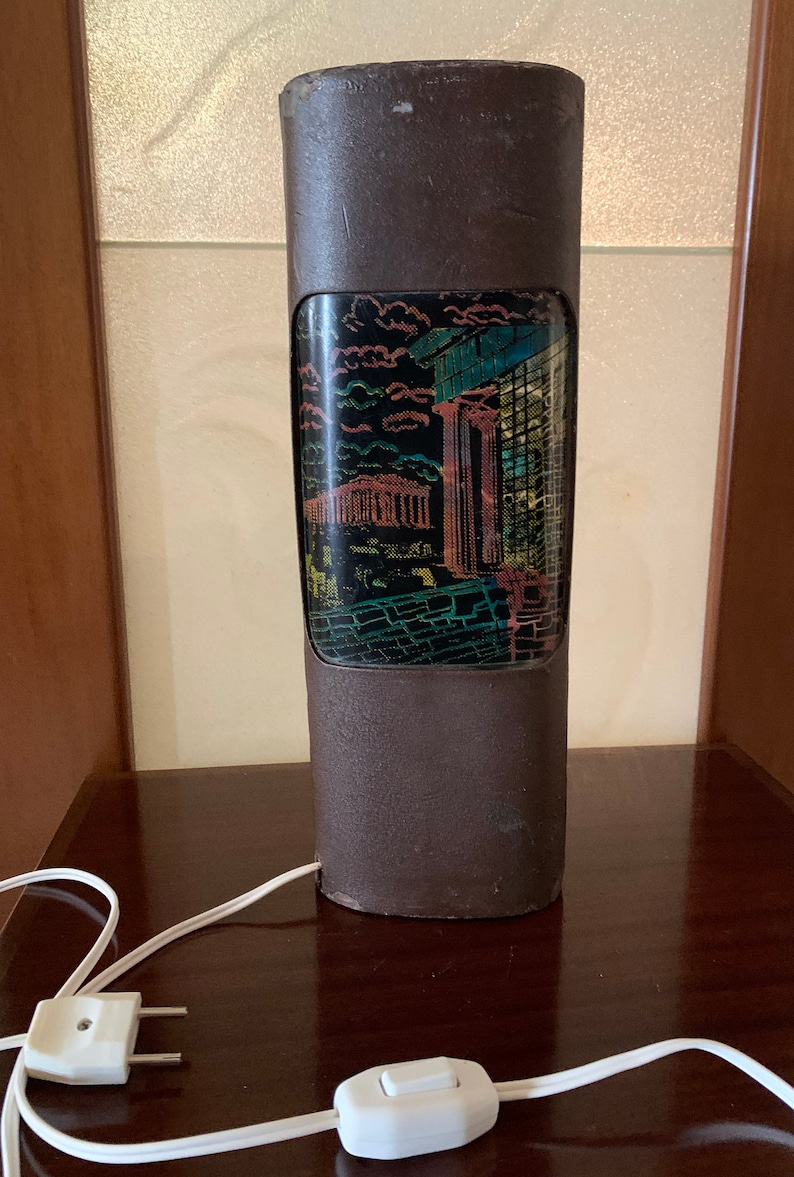 Unique Stained Table Lamp With the Acropolis of Athens and White Tower ...