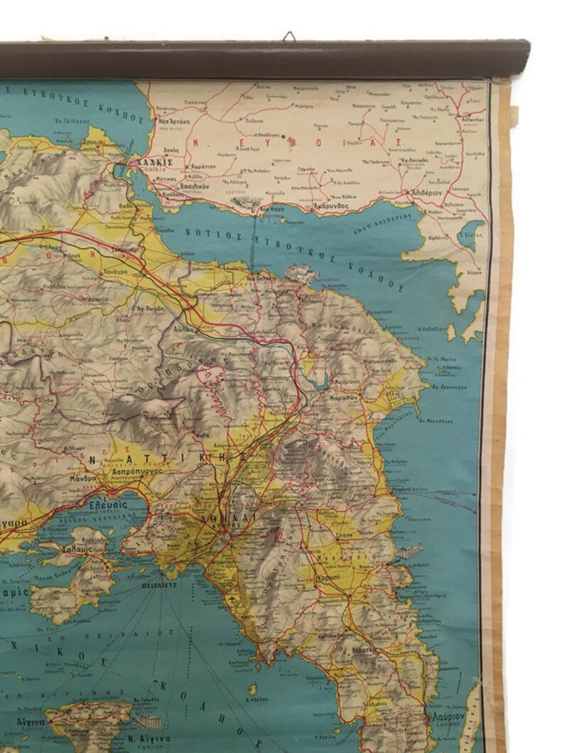 Vintage Map of Greece Attiki Chart Viotia Chart Rare Map - Etsy