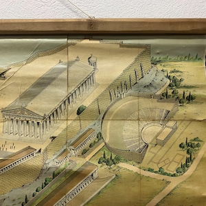 Rare Acropolis Chart Acropolis of Athens School Map Vintage Greek Map ...