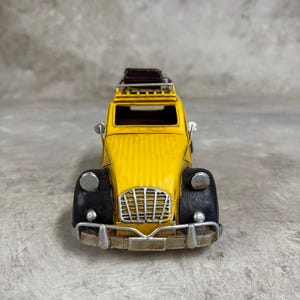 Retro Yellow Metal Citroen 2CV Replica Car Vintage Miniature Car ...