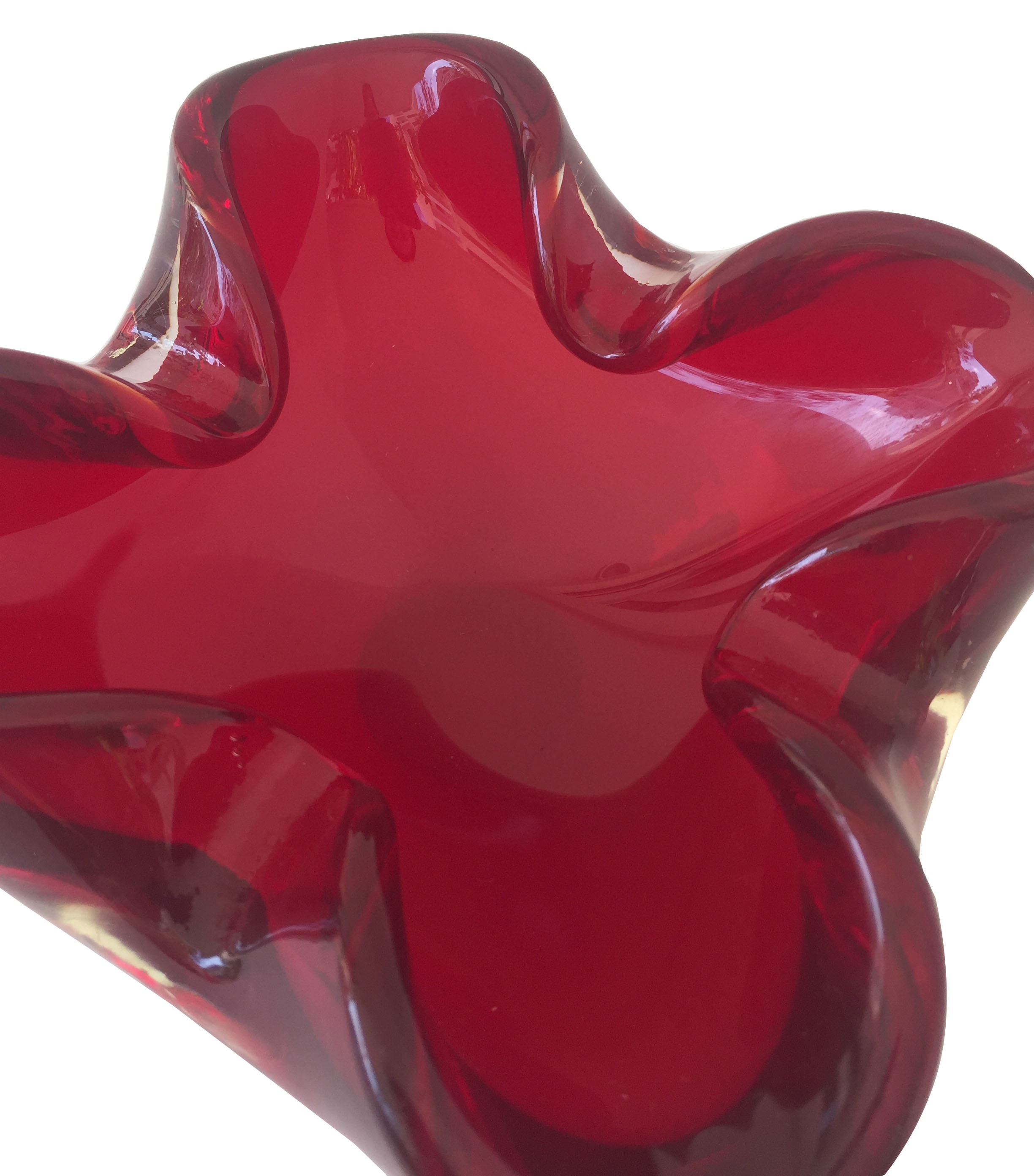 Retro Bright Red Glass Cigar Ashtray Irregular Red Decorative - Etsy