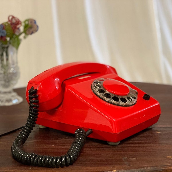 Red Rotary Phone - Etsy