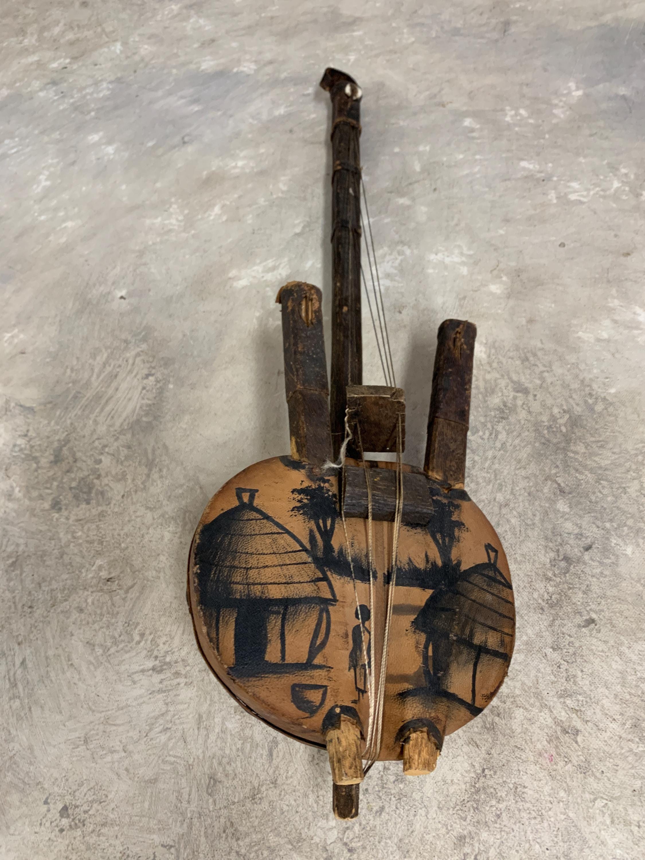 African Banjo Decorative Guitar, Vintage African Musical Instrument ...