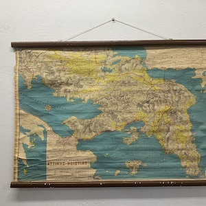Vintage Map of Greece, Attiki Chart, Viotia Chart, Rare Map, Geography ...