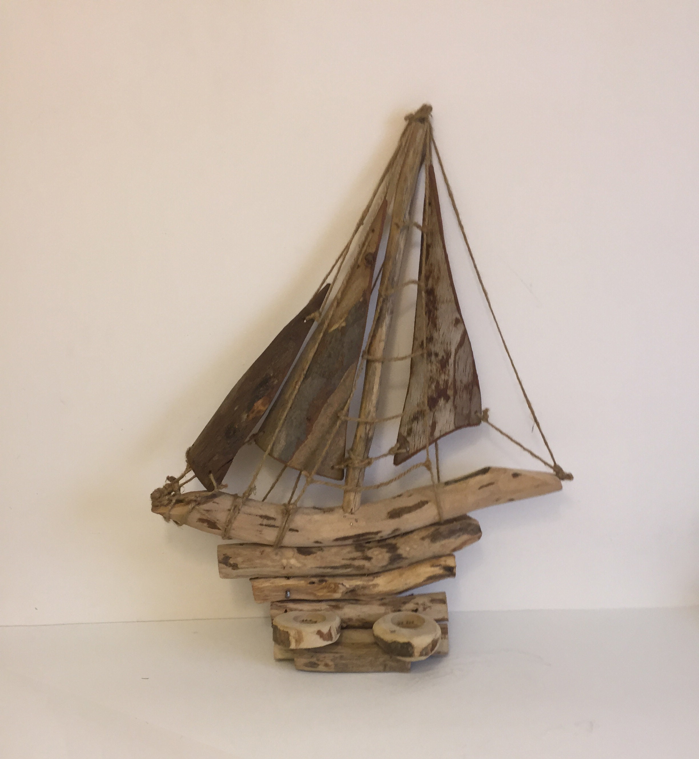 Wooden Boat Sculpture With Trees Trunks and Trees Barks Greek | Etsy