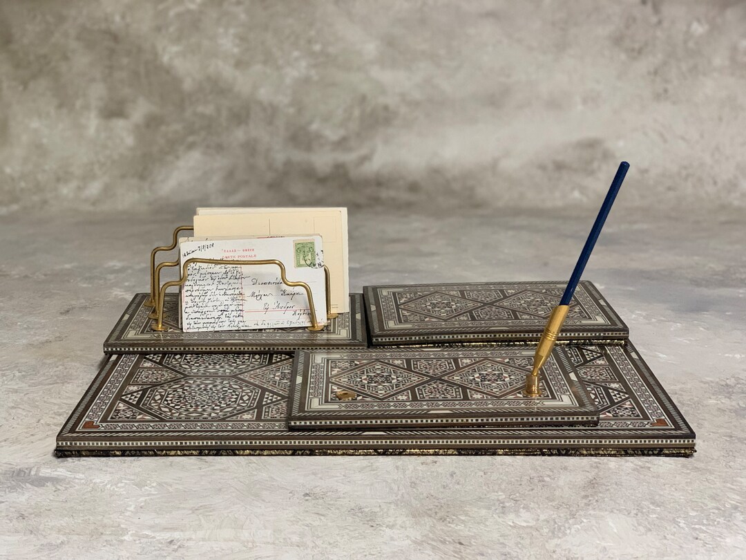 Luxury Desk Accessories Mother of Pearl Vintage Desk Sets Retro Desk ...