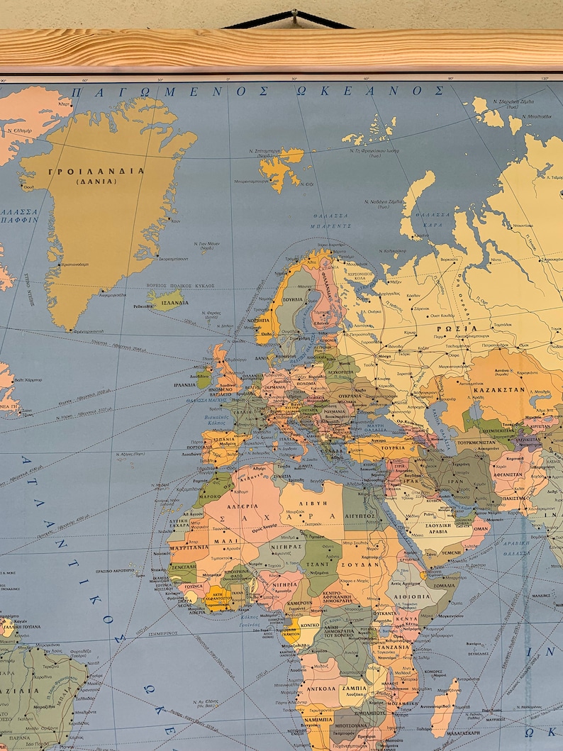 The World Pull Down Chart Political Map of the World Vintage - Etsy