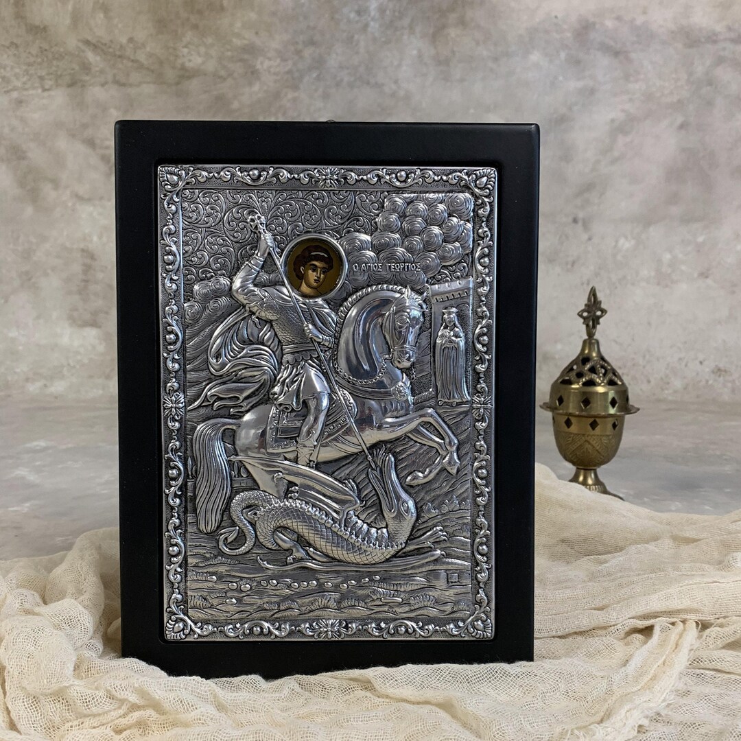Saint George Icon: Byzantine Relief Sculpture, Religious Wall Decor - Etsy