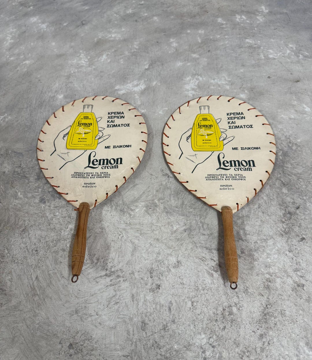 Vintage Adelco Hand Fans: 1960s Greek Advertising, Set of Two - Etsy
