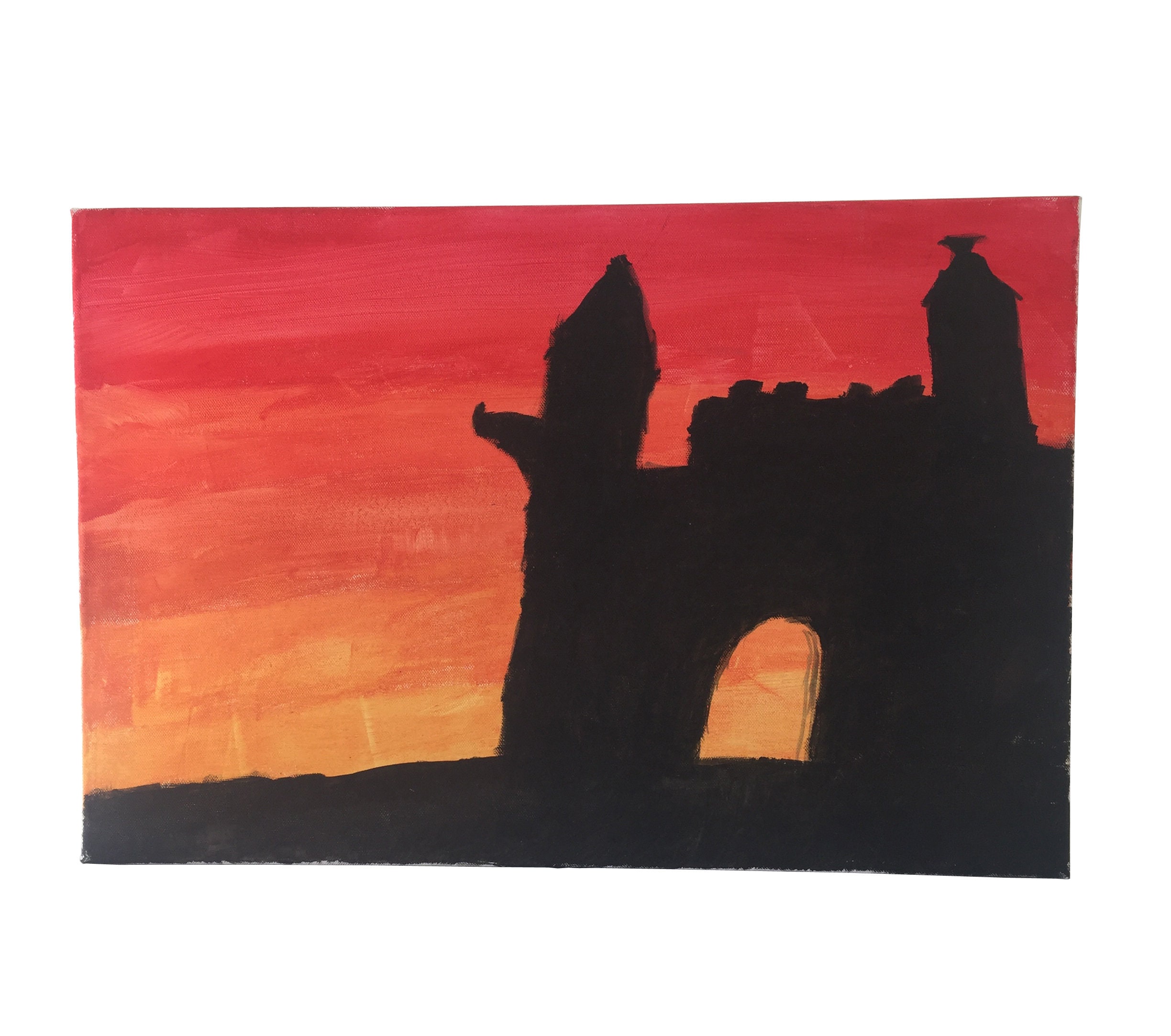 Castle Painting Abstract Castle Painting Fantasy Art | Etsy