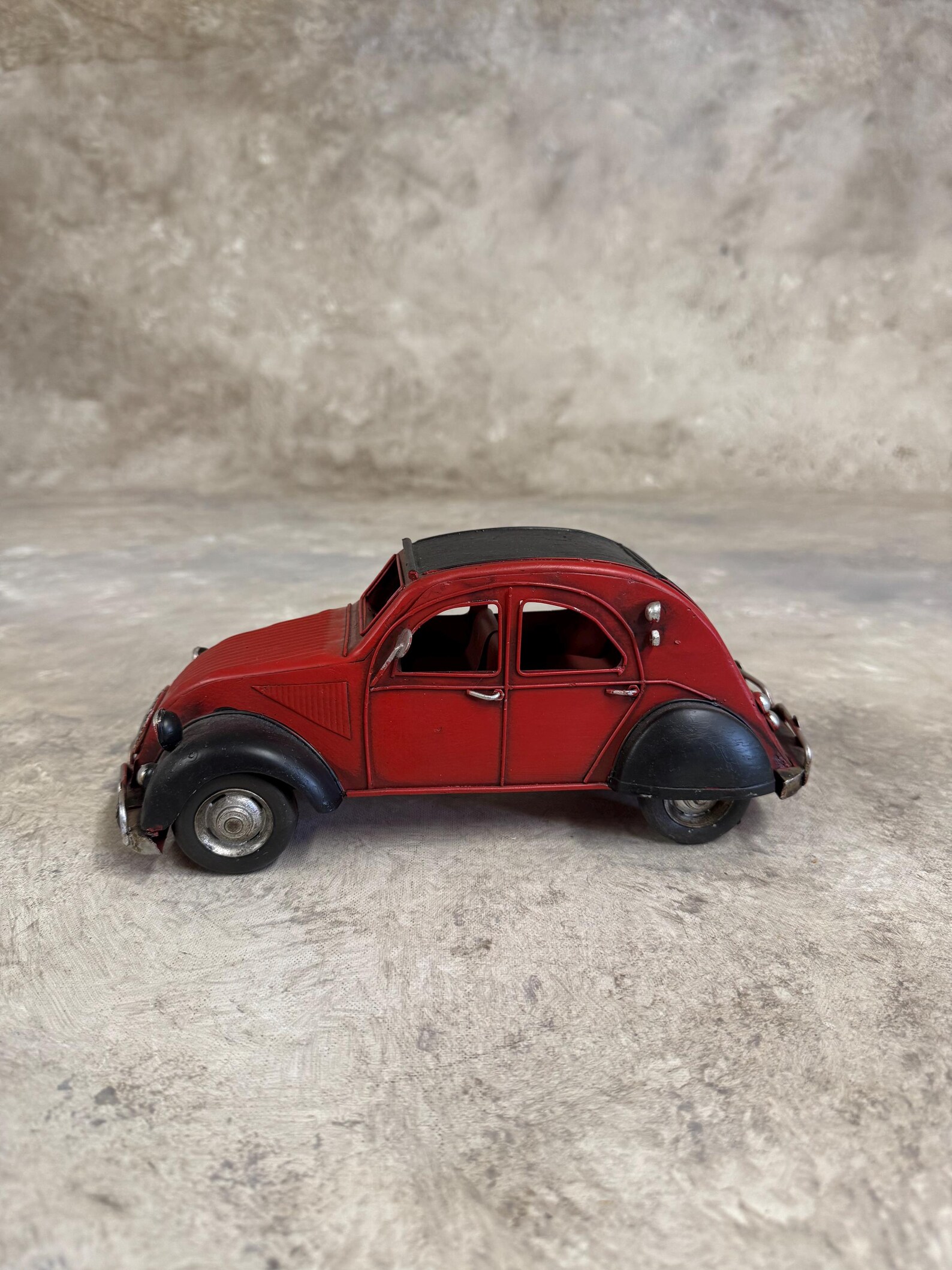 Red Citroen 2CV Metal Replica, Tin Metal 2CV Mini Style Car, Citroen ...