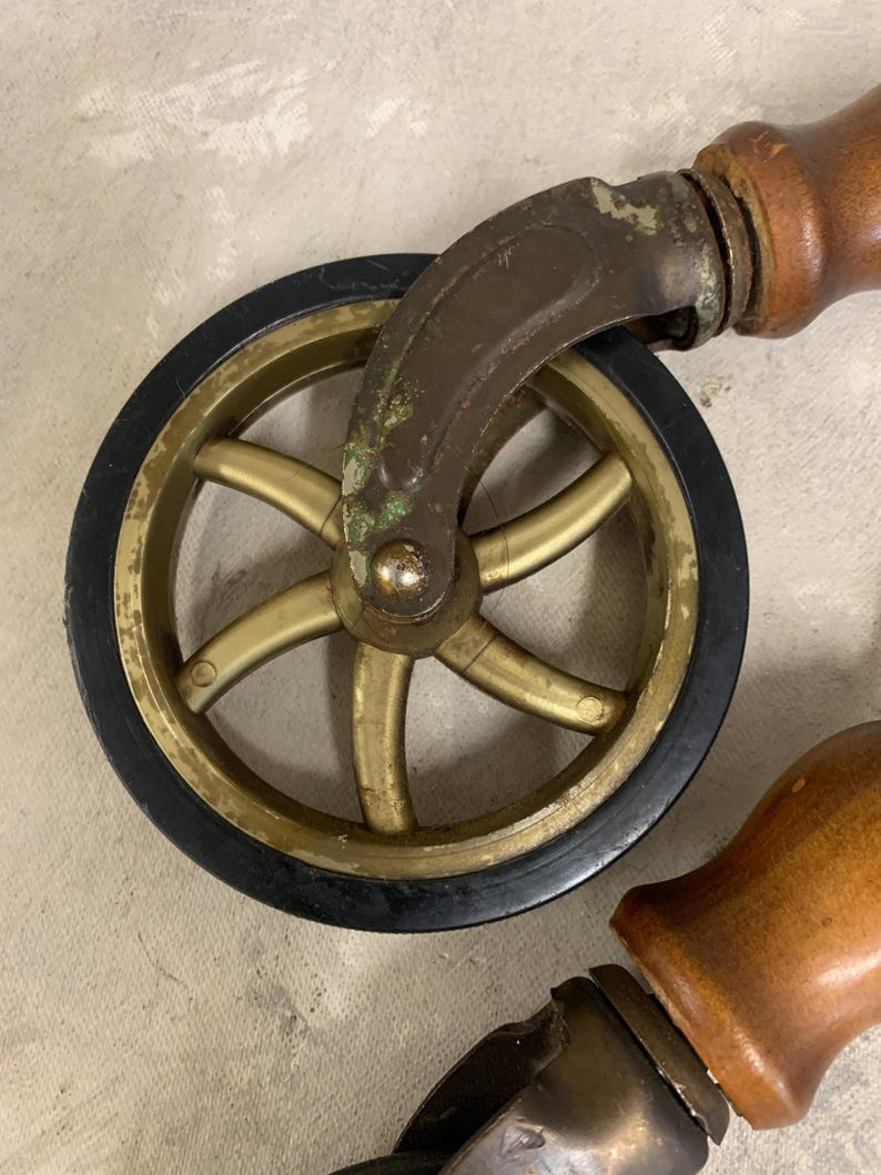 Vintage Brass Caster Wheels - 1960s Set of 4 - Antique Hardware - Etsy