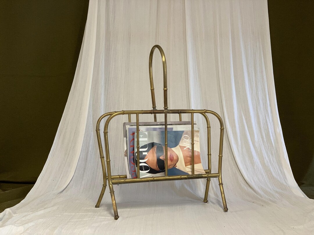 Vintage Bronze Magazine Holder Newspaper Stand Magazine Rack Mid ...