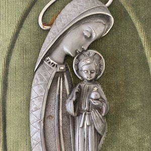 Vintage Peltro Inciso Icon, Virgin Mary and Jesus Icon, Madonna and ...
