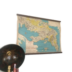 Vintage Map of Greece, Attiki Chart, Viotia Chart, Rare Map, Geography ...