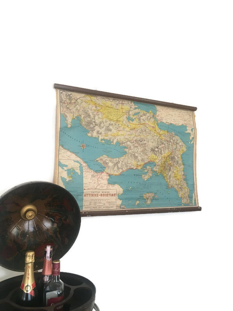 Vintage Map of Greece Attiki Chart Viotia Chart Rare Map - Etsy
