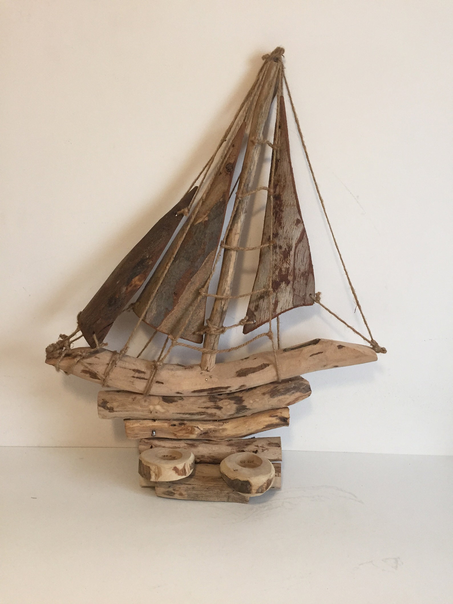 Wooden Boat Sculpture With Trees Trunks and Trees Barks Greek | Etsy