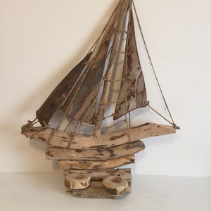 Wooden Boat Sculpture With Trees Trunks and Trees Barks, Greek ...