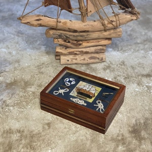 Vintage Nautical Sailor Ship Knot Board Wooden Box With Velvet Lining ...