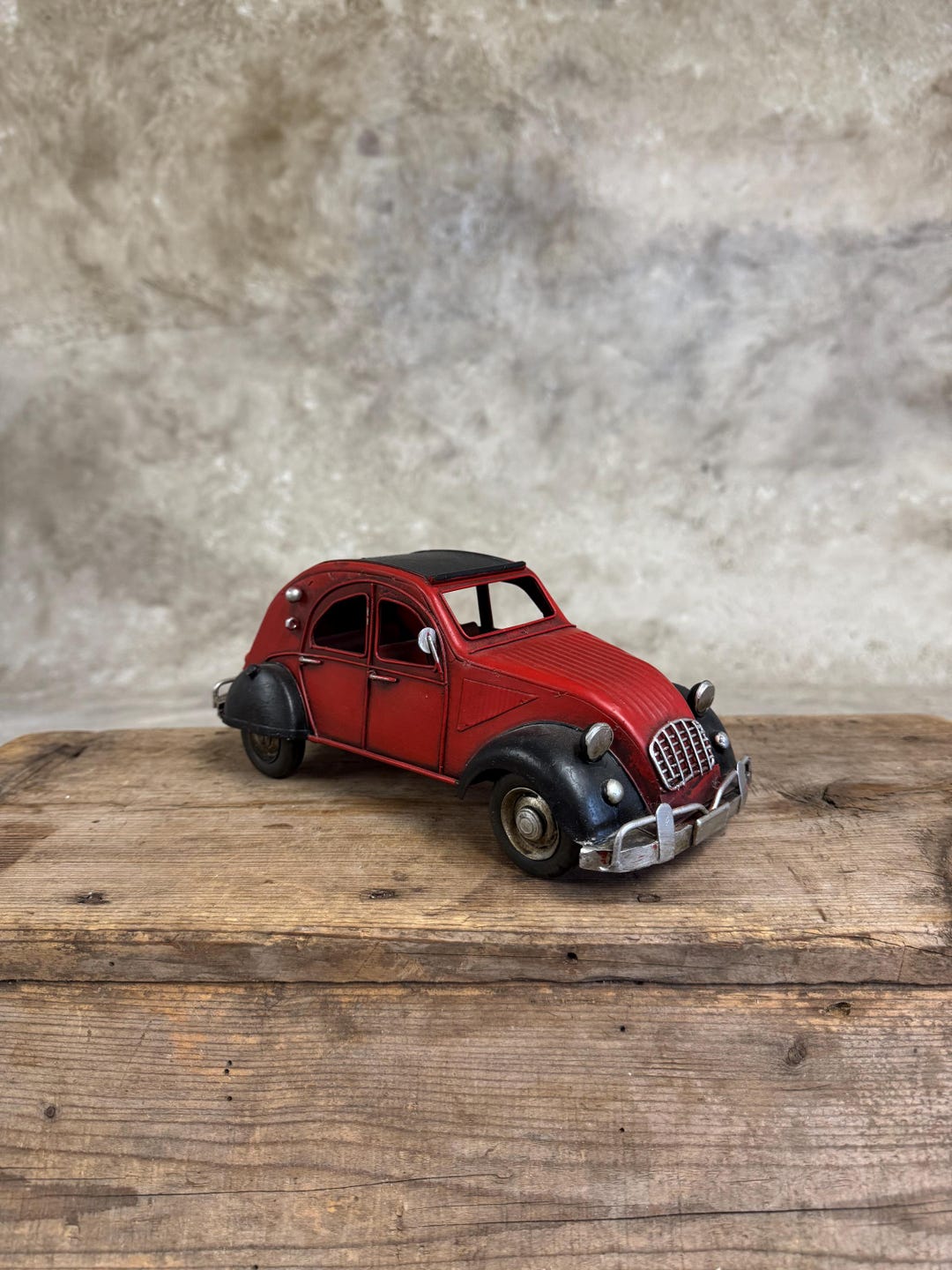 Red Citroen 2CV Metal Replica, Tin Metal 2CV Mini Style Car, Citroen ...