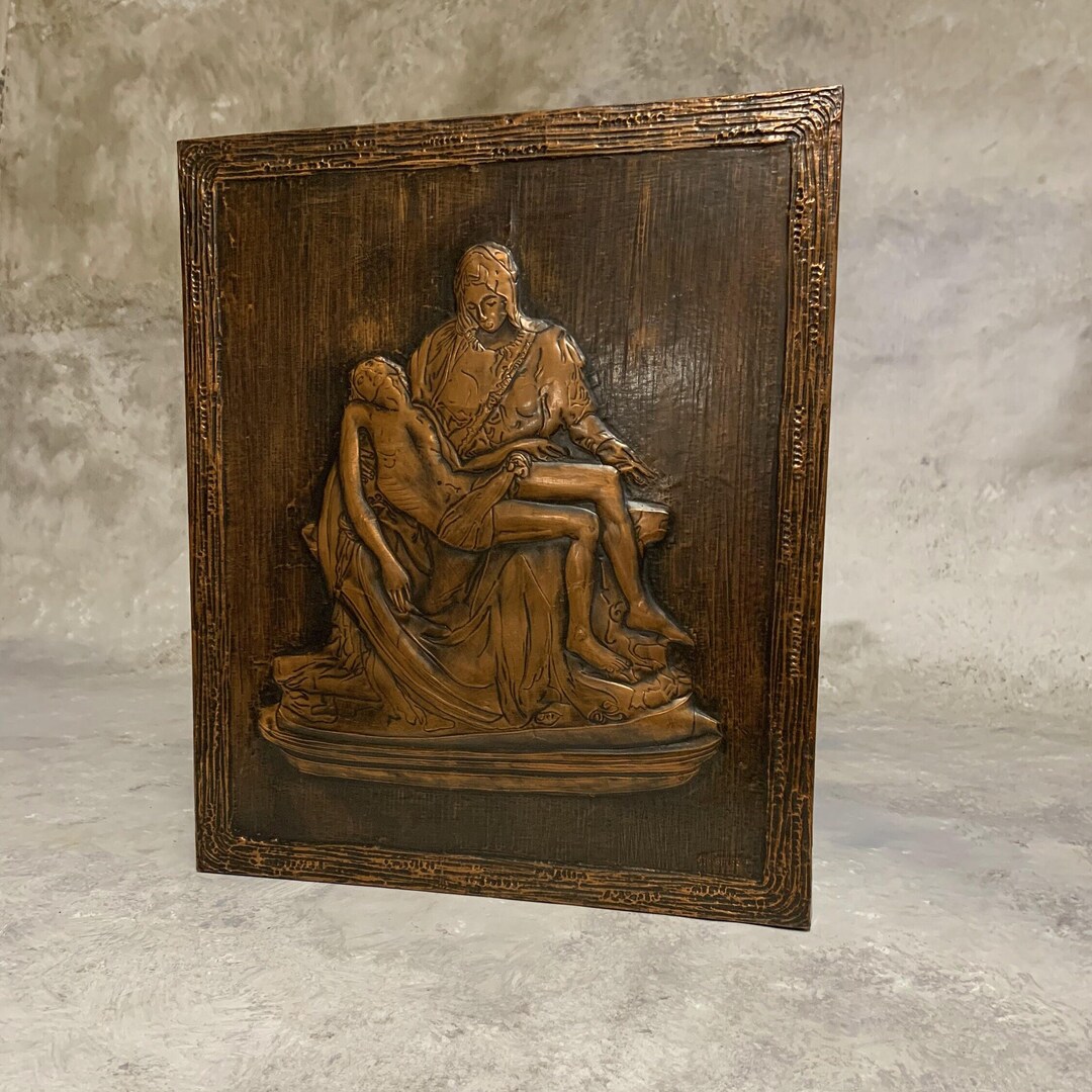 Antique Bronze Pieta Relief Plaque: Michelangelo, Vassalos, 1973 - Etsy