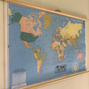 The World Pull Down Chart, Political Map of the World, Vintage World ...