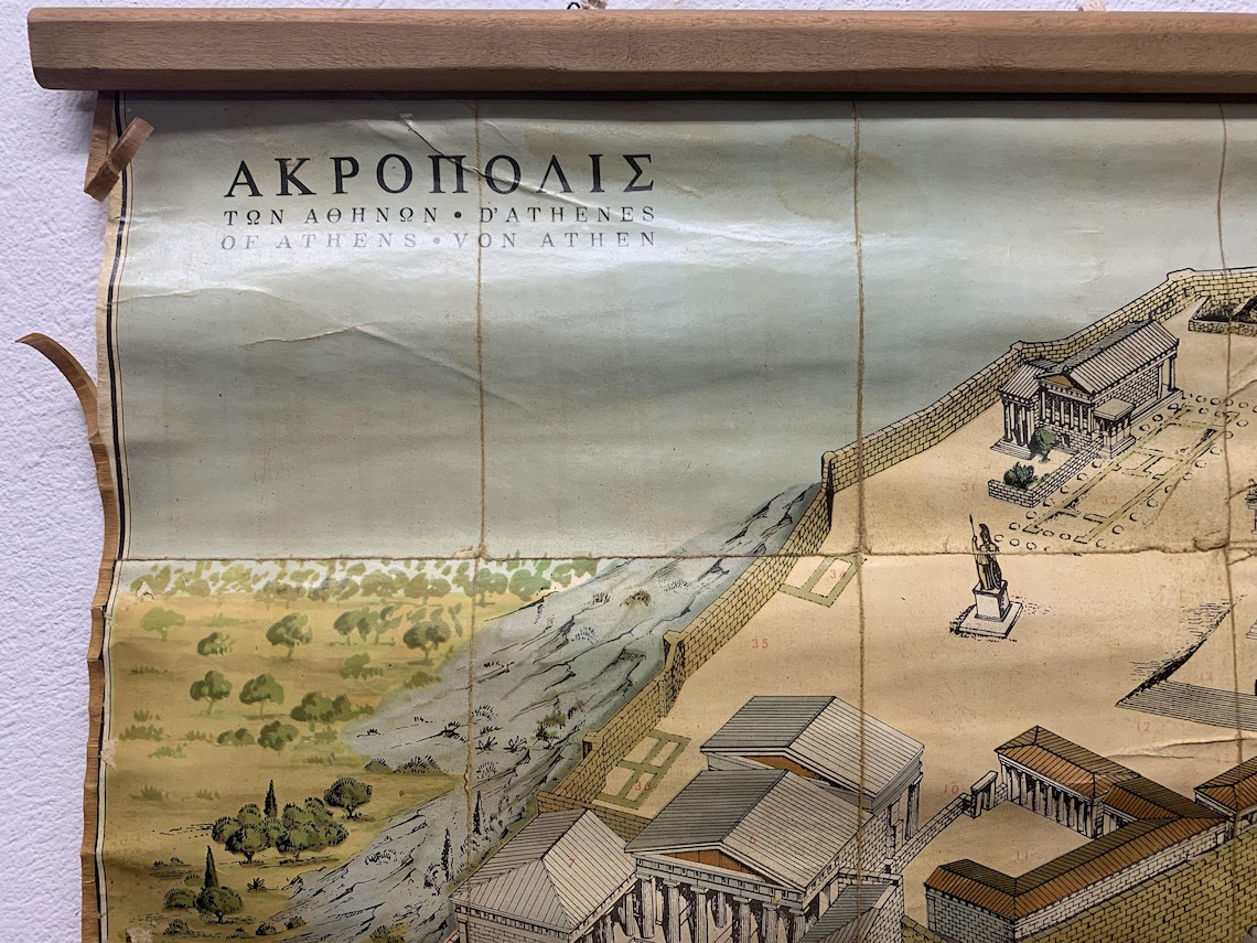 Rare Acropolis Chart Acropolis of Athens School Map Vintage - Etsy