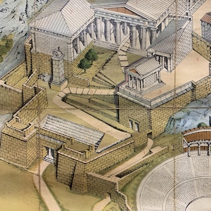 Rare Acropolis Chart Acropolis of Athens School Map Vintage Greek Map ...