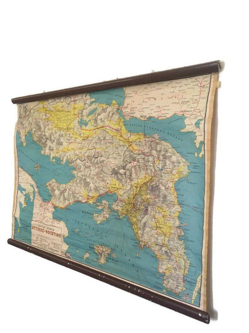 Vintage Map of Greece Attiki Chart Viotia Chart Rare Map - Etsy