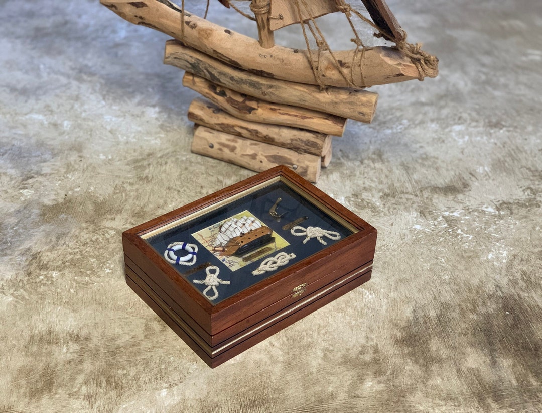 Vintage Nautical Sailor Ship Knot Board Wooden Box With Velvet Lining ...