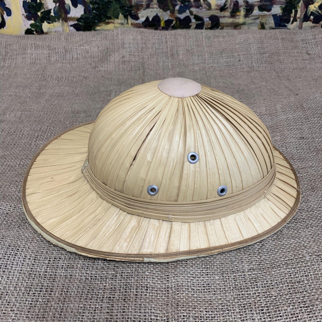 Vintage Straw 1950s Pith Helmet Safari Hat Vintage Sun Helmet Oasis Hat ...