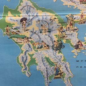 Map of Greek Mythology, Greece Mytholgy School Map, Mythology of Greece ...
