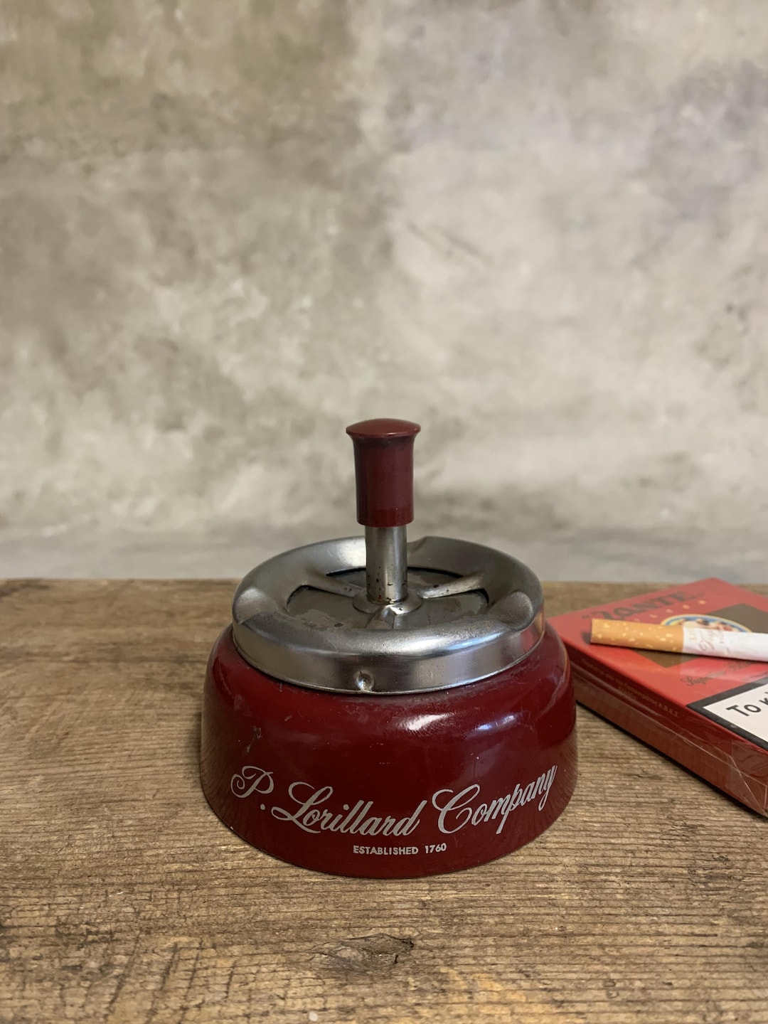 Vintage Japan Roulette Ashtray Spinning Push Button Spinner Frosted Mid ...