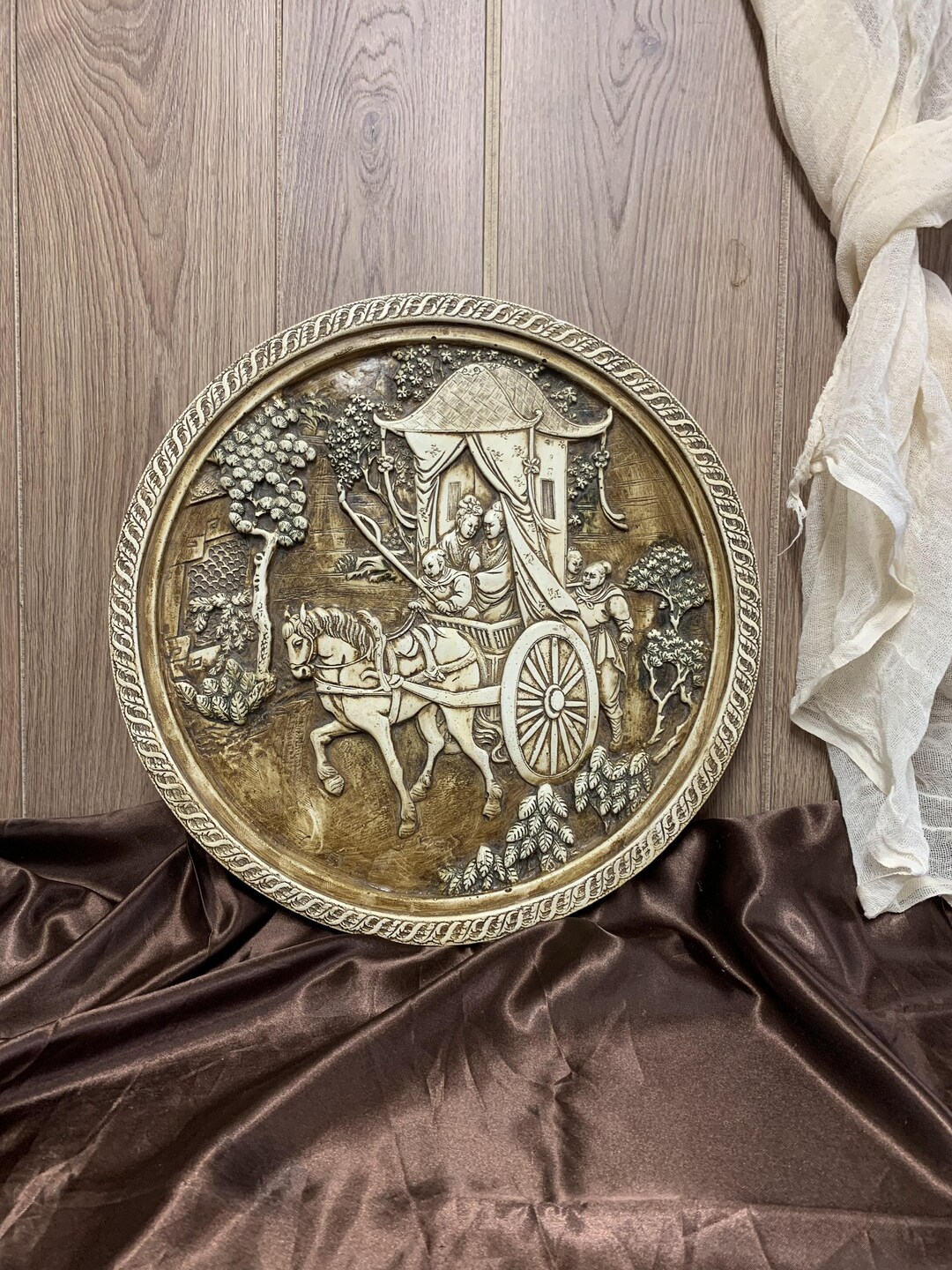 Vintage Faux Ivory Wall Plate: Bas Relief Wall Sculpture Decor - Etsy