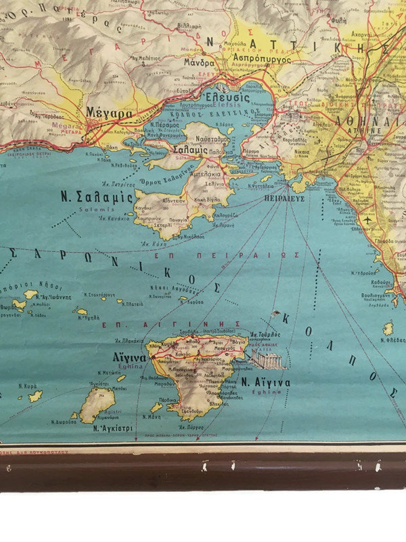 Vintage Map of Greece Attiki Chart Viotia Chart Rare Map - Etsy