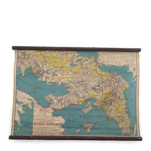 Vintage Map of Greece, Attiki Chart, Viotia Chart, Rare Map, Geography ...