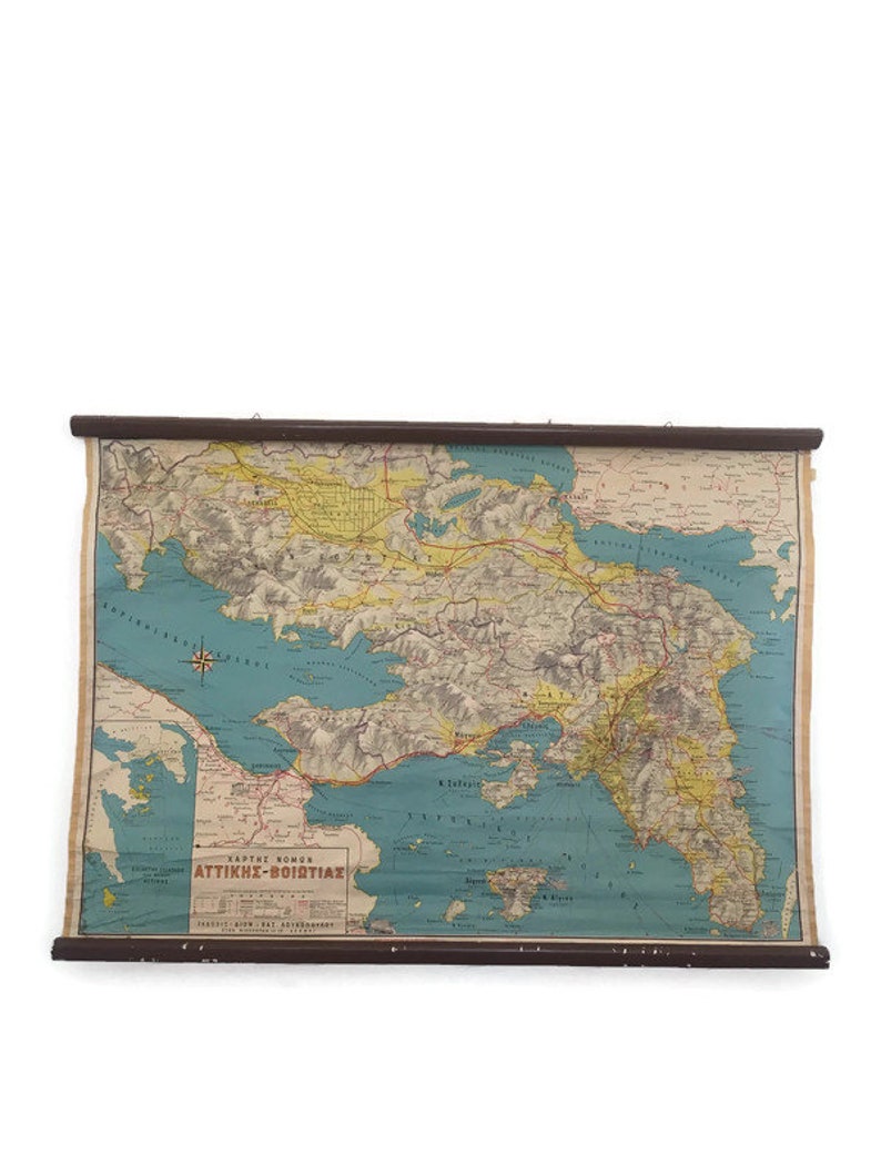 Vintage Map of Greece Attiki Chart Viotia Chart Rare Map - Etsy