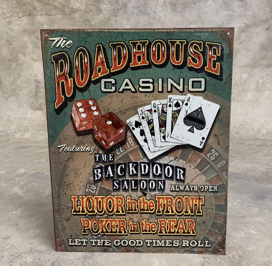Vintage Roadhouse Casino Metal Tin Sign: Retro Garage Wall Art - Etsy