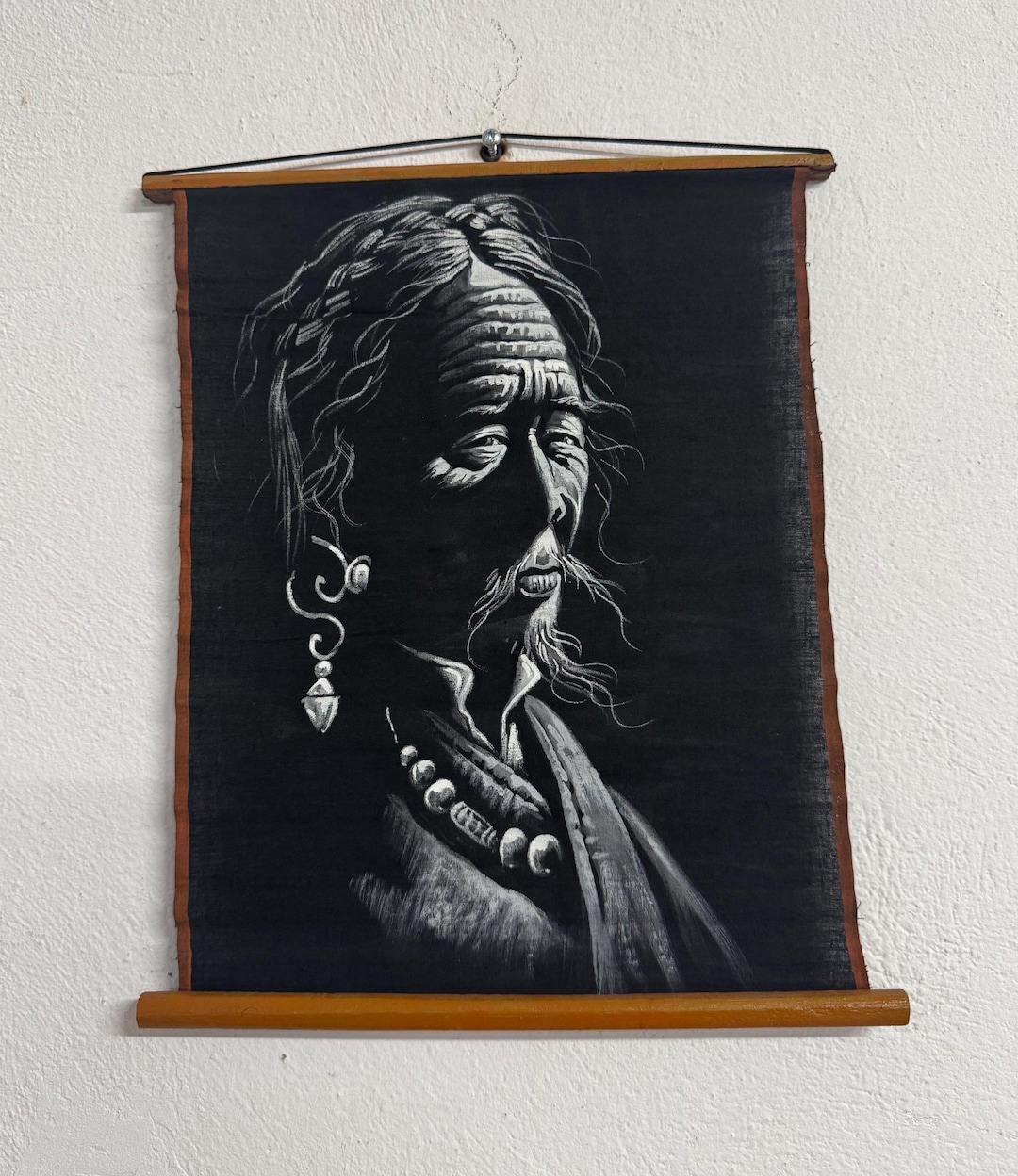 Vintage Batik Painting on Cotton Fabric, Handcrafted Art for Home Décor ...