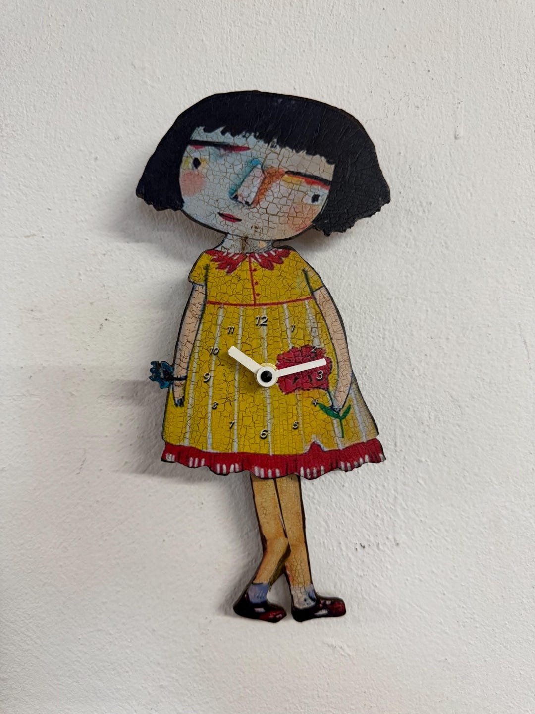 Handmade Pendulum Wall Clock, Colorful Girl Design Clock for Unique ...