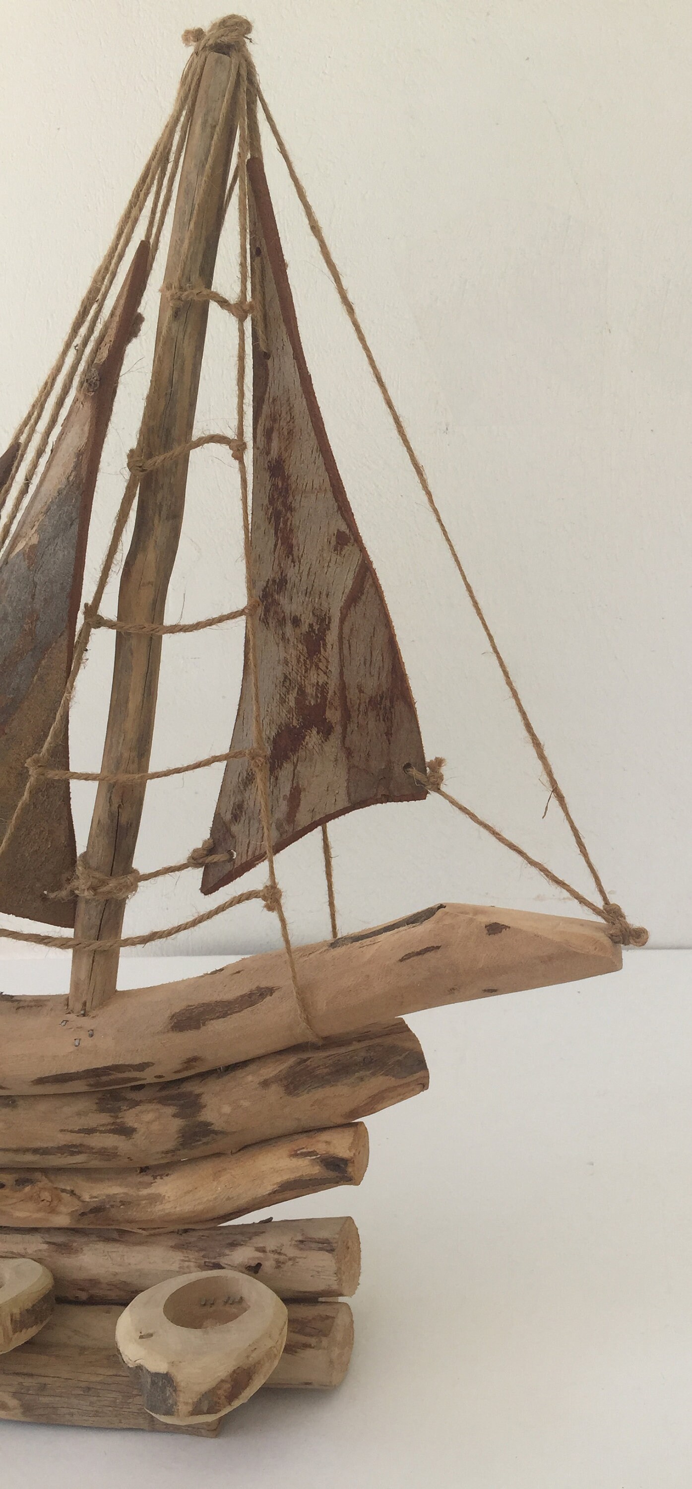 Wooden Boat Sculpture With Trees Trunks and Trees Barks Greek | Etsy