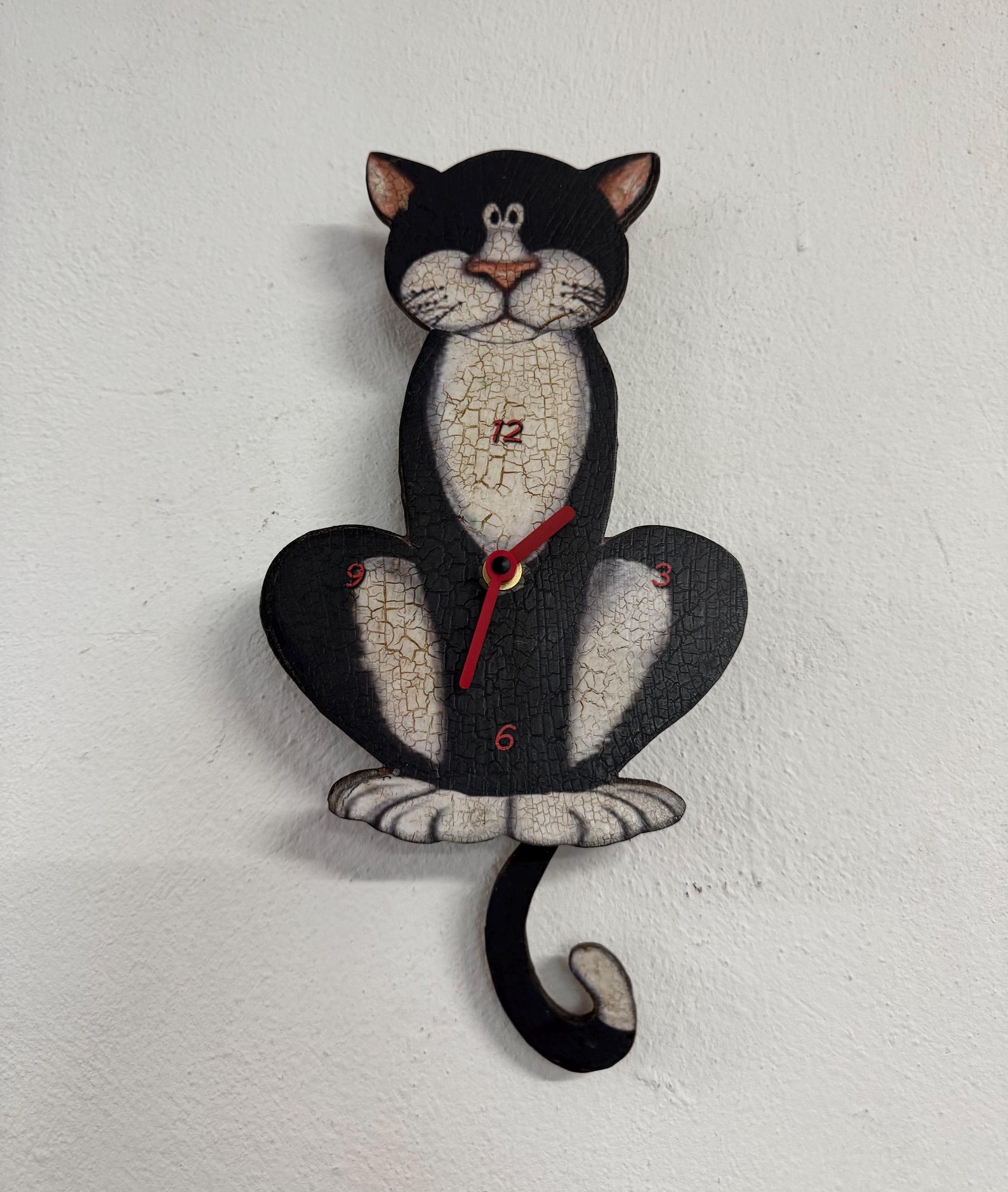 Handmade Wall Clock With Pendulum, Cat Design Wooden Clock for Cat ...