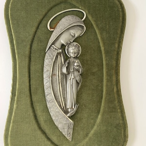 Vintage Peltro Inciso Icon, Virgin Mary and Jesus Icon, Madonna and ...