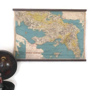 Vintage Map of Greece, Attiki Chart, Viotia Chart, Rare Map, Geography ...